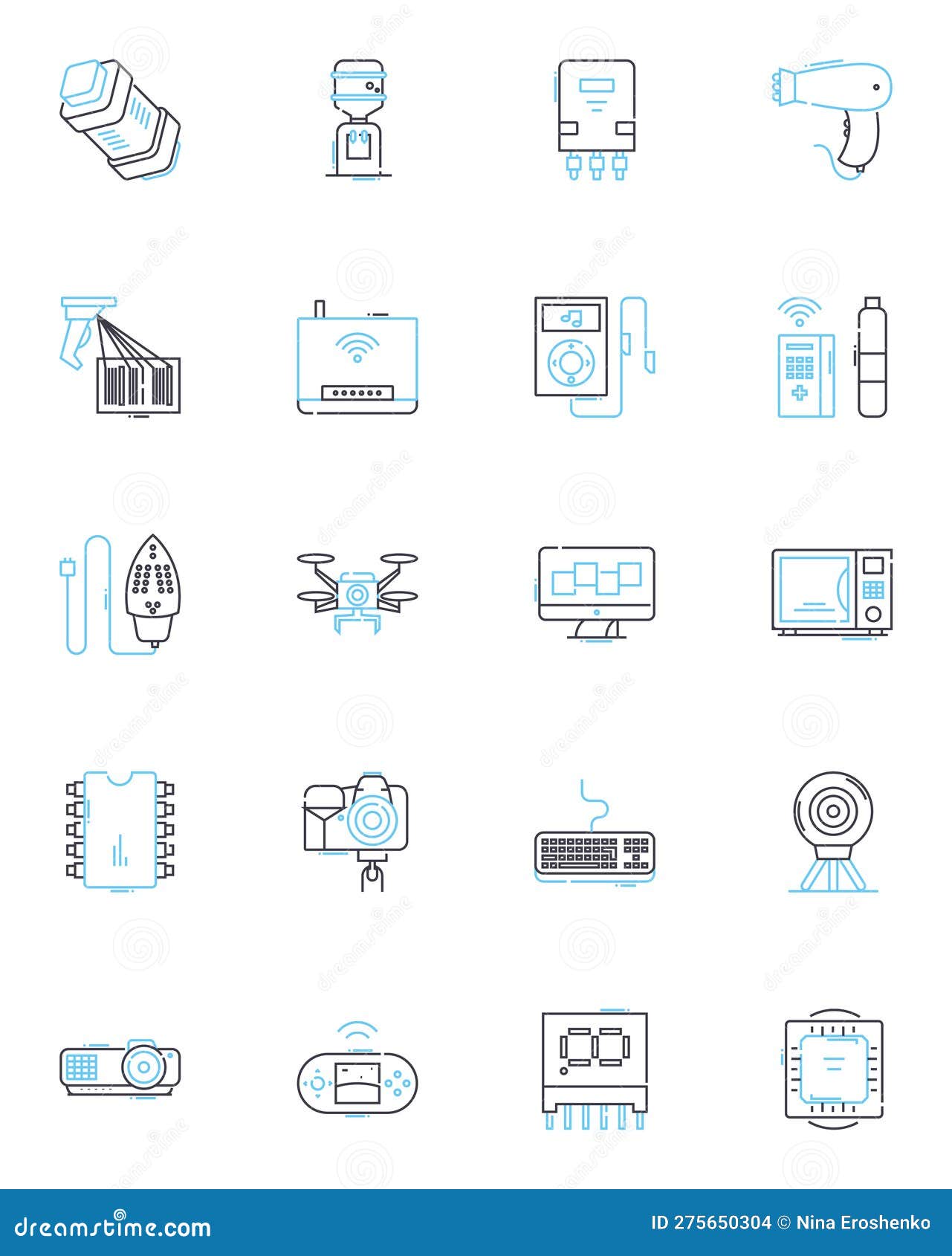 Smartphs Linear Icons Set. Mobile, Device, Touchscreen, Wireless, Apps ...