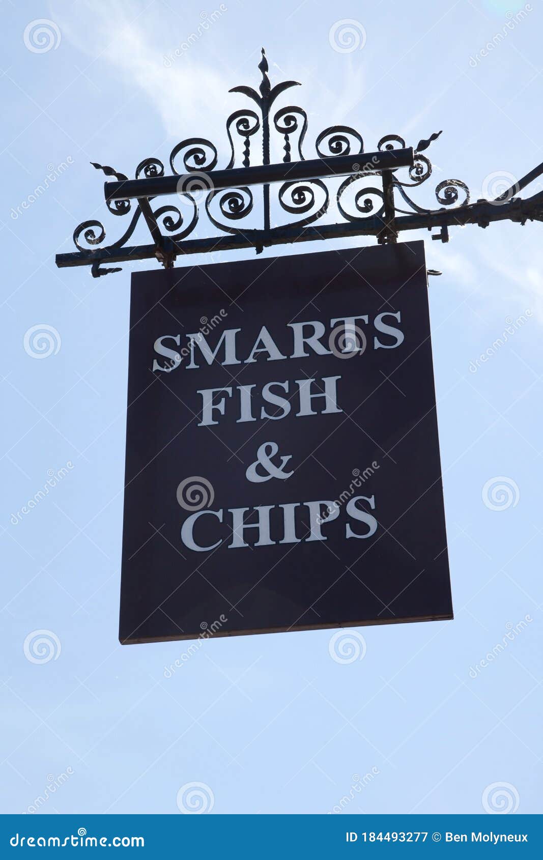 Smarts Fish and Chips Sign Hanging from a Takeaway in the UK Editorial ...