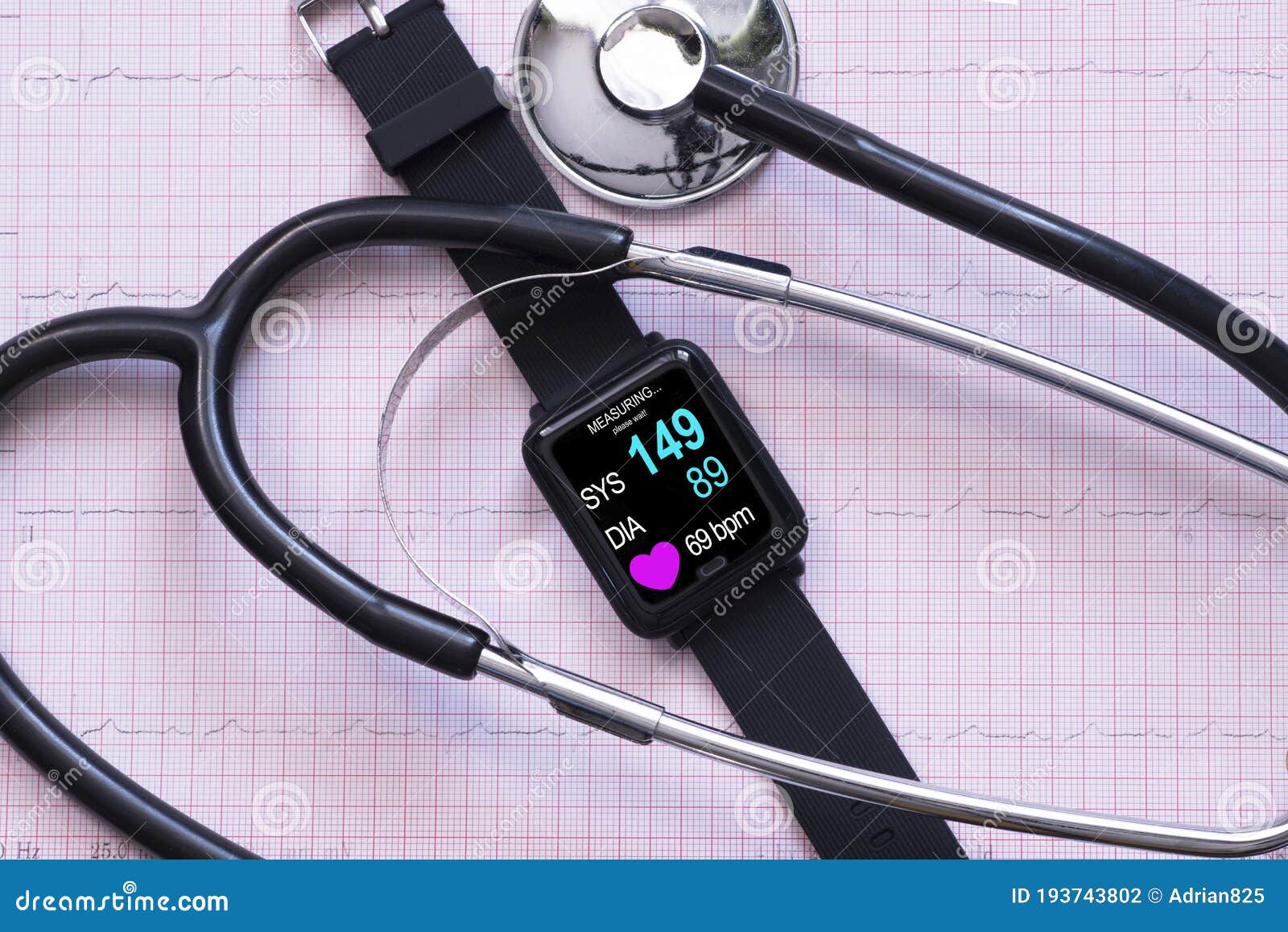 Smartwatch Blood Pressure Check Stock Photo - Image of care, systolic ...