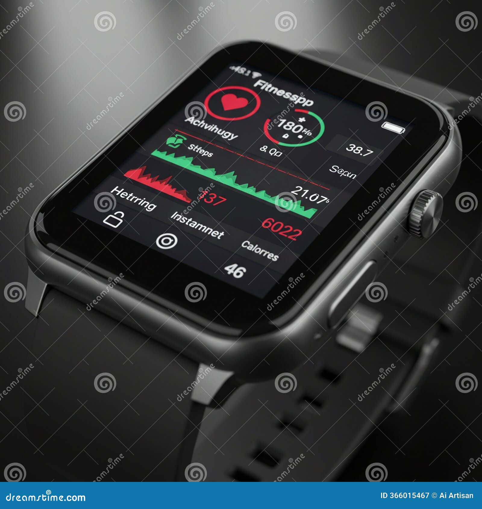 A Smartwatch Displaying A Fitness App Interface. The Black Rectangular ...