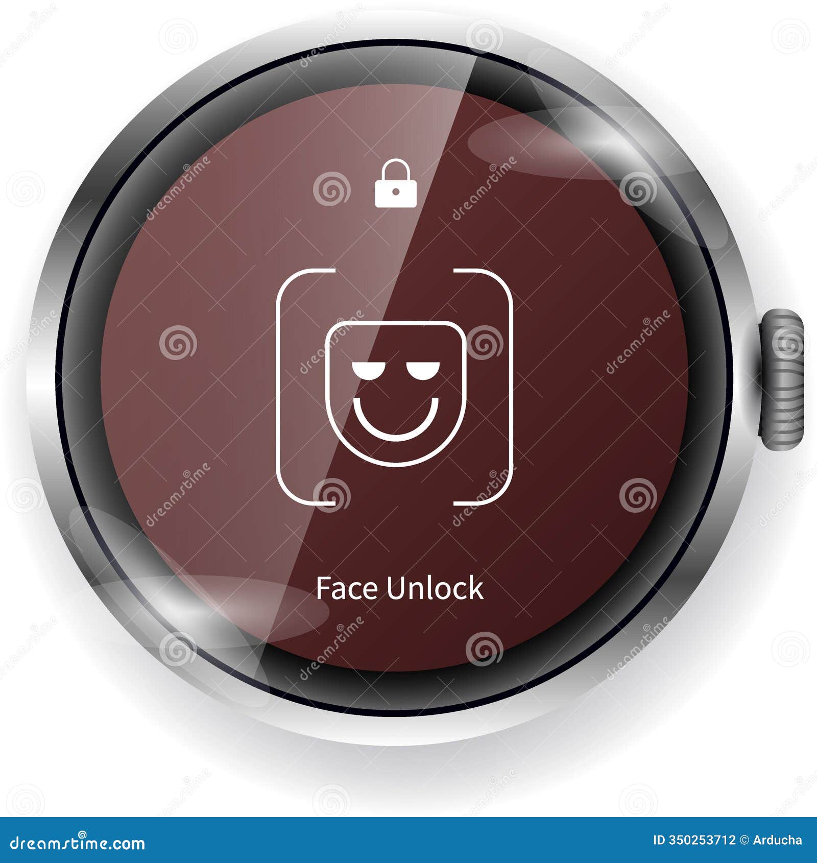 Smartwatch Face Unlock UI Design with Facial Recognition Icon and ...