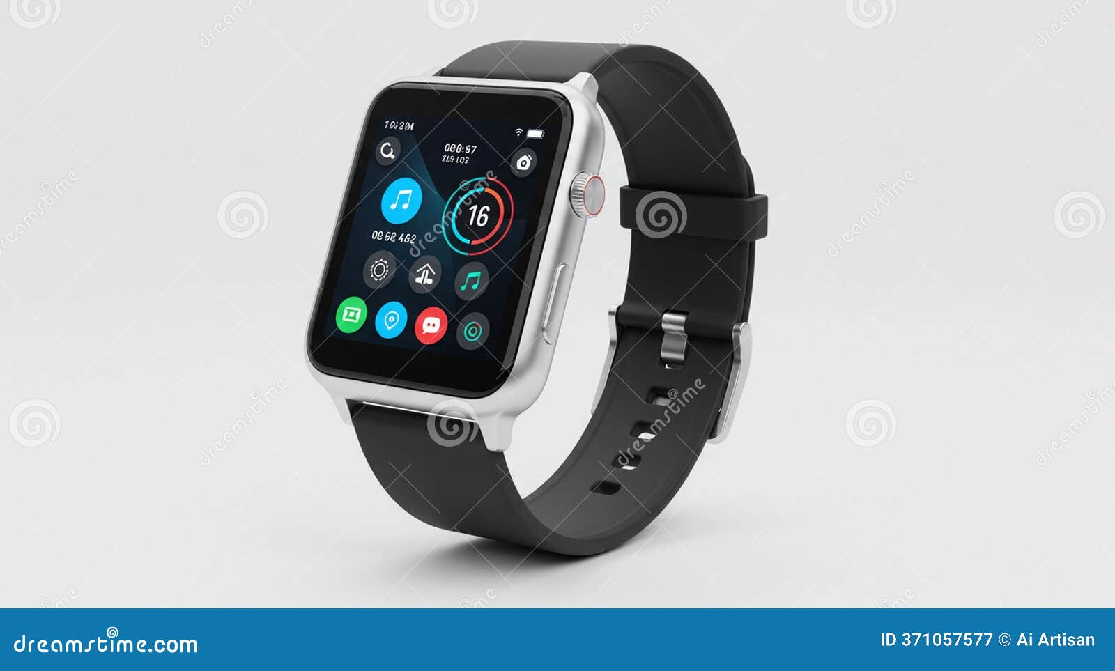 Smartwatch Featuring A Rectangular Display With A Silver Casing And A ...