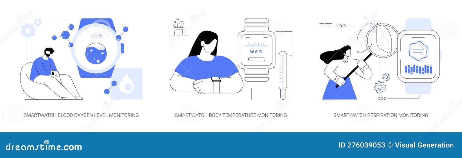Smartwatch Respiration Monitoring Isolated Cartoon Vector Illustrations ... Smartwatch Respiration Monitoring Isolated Cartoon Vector Illustrations ...