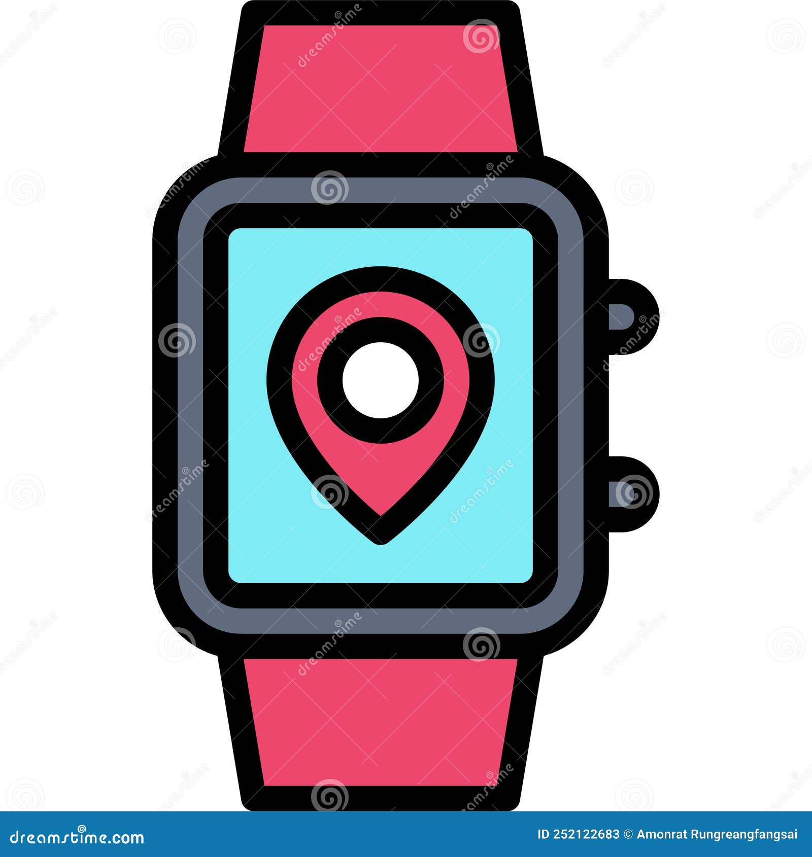Smartwatch Icon, Location Map and Navigation Vector Stock Vector ...