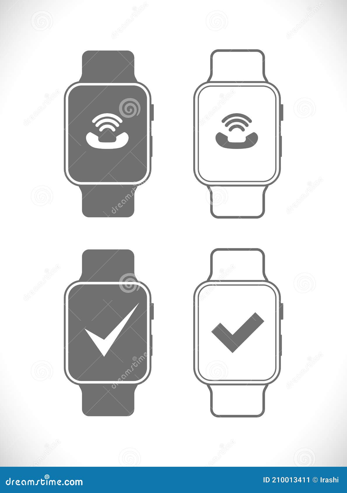 Smartwatch icon set stock vector. Illustration of equipment - 210013411