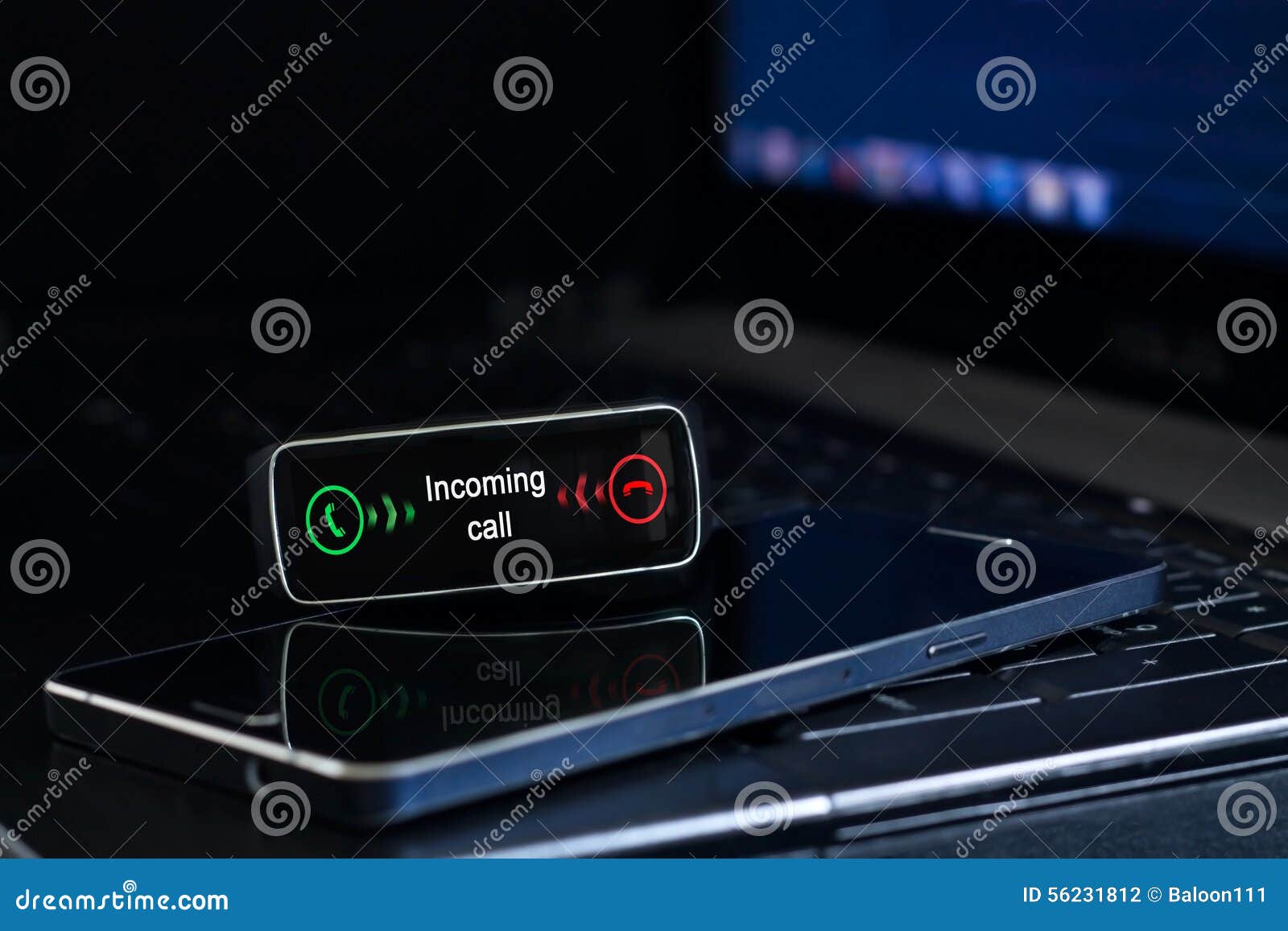 Smartwatch with Incoming Call Notification on the Display. Stock Photo ...