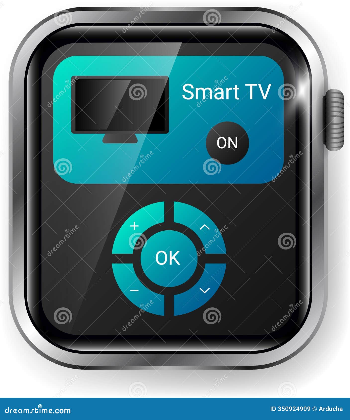 Smartwatch Interface for Smart TV Control with Navigation Buttons Stock ...