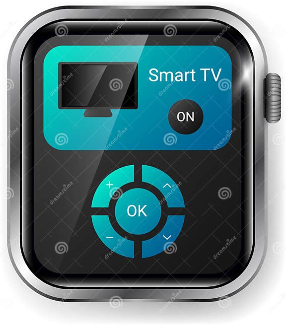 Smartwatch Interface for Smart TV Control with Navigation Buttons Stock ...