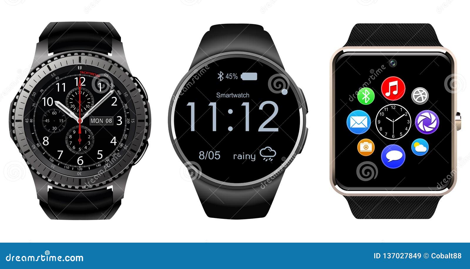 Smartwatch Isolated, Realistic Vector Illustration Editorial Stock ...