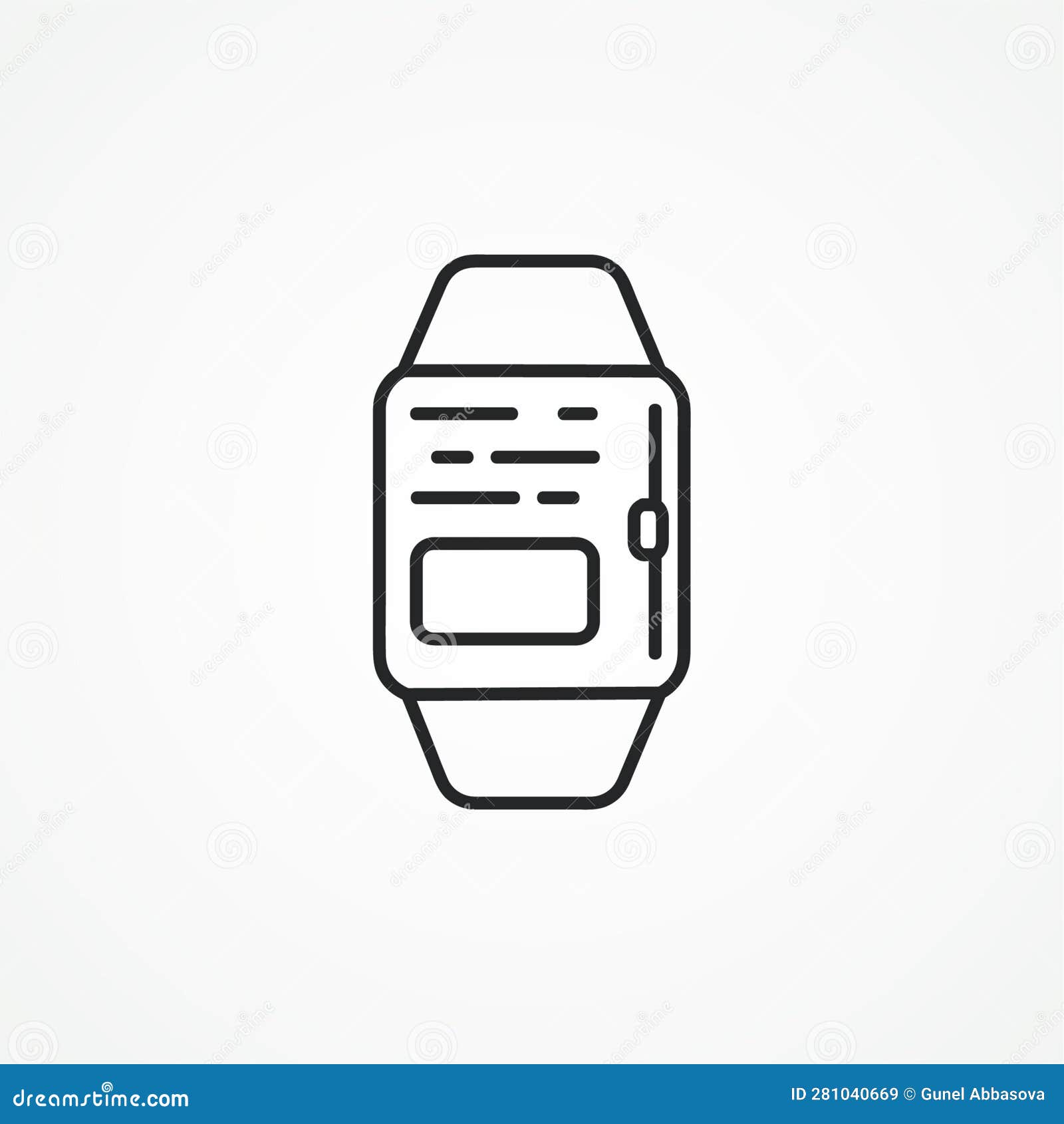 Smartwatch Line Icon. Square Electronic Wearable Smartwatch With Screen ...