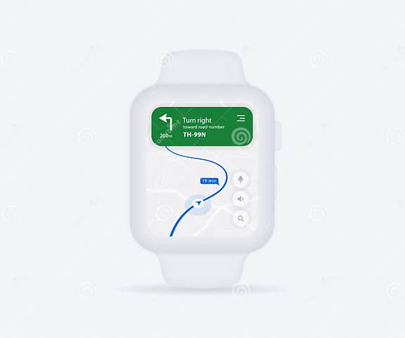 Smartwatch Map GPS Navigation App Ux Ui Concept, Clock Map Application, App Search Map ...