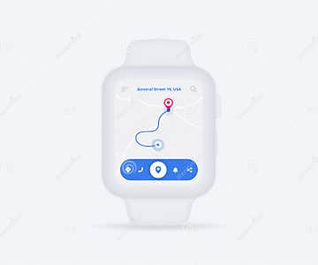 Smartwatch Map GPS Navigation App Ux Ui Concept, Clock Map Application, App Search Map ...