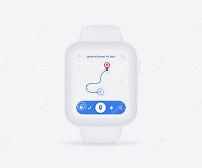 Smartwatch Map GPS Navigation App Ux Ui Concept, Clock Map Application, App Search Map ...