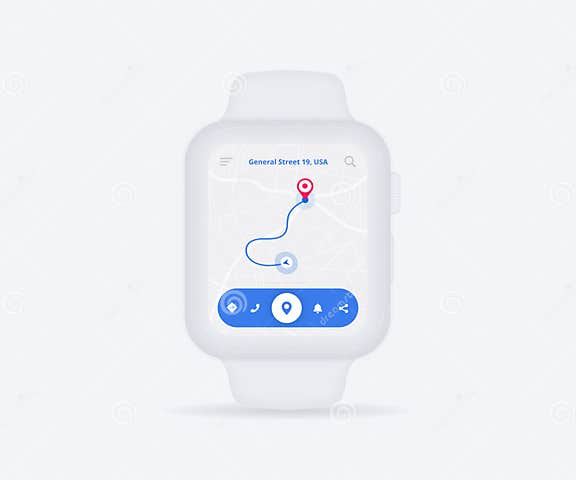 Smartwatch Map GPS Navigation App Ux Ui Concept, Clock Map Application, App Search Map ...