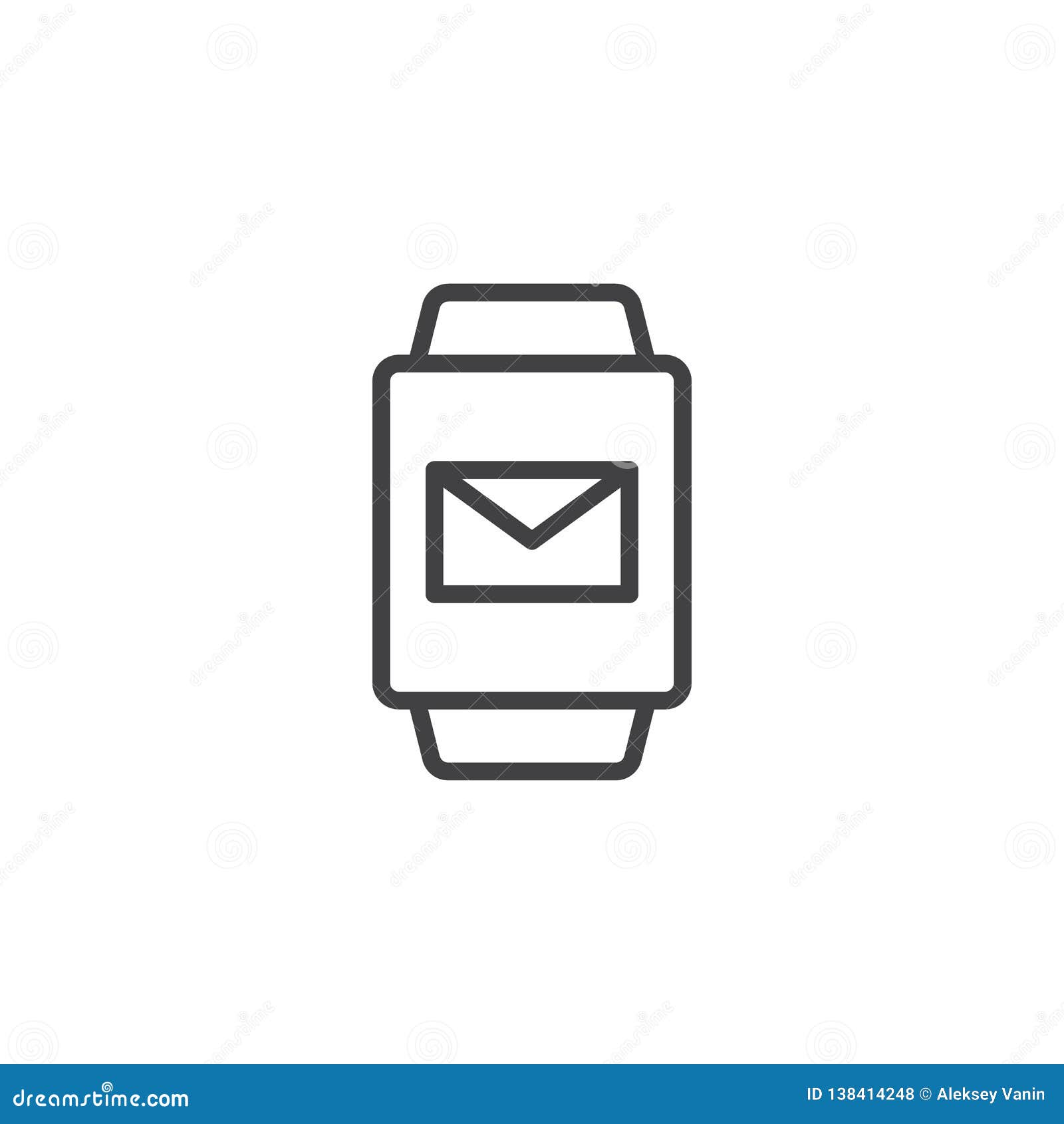 Smartwatch Message Notification Line Icon Stock Vector - Illustration ...