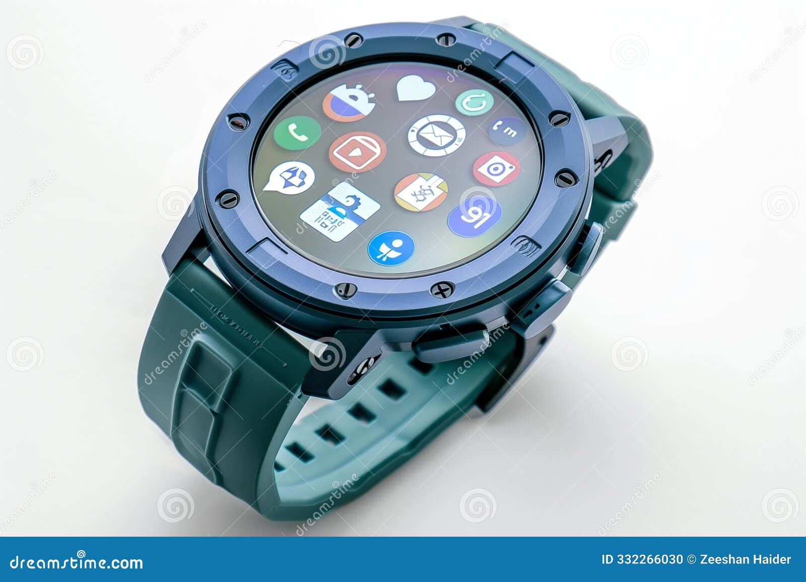 A Smartwatch With A Metallic Blue Finish And A Circular Touchscreen ...
