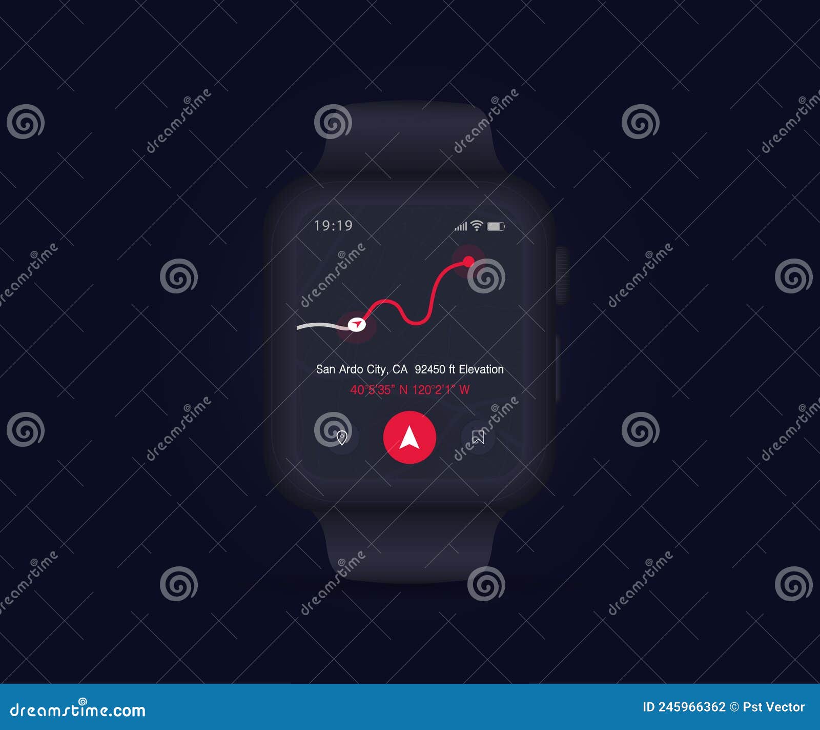 Smartwatch Map GPS Navigation App Ux Ui Concept, Clock Map Application ...