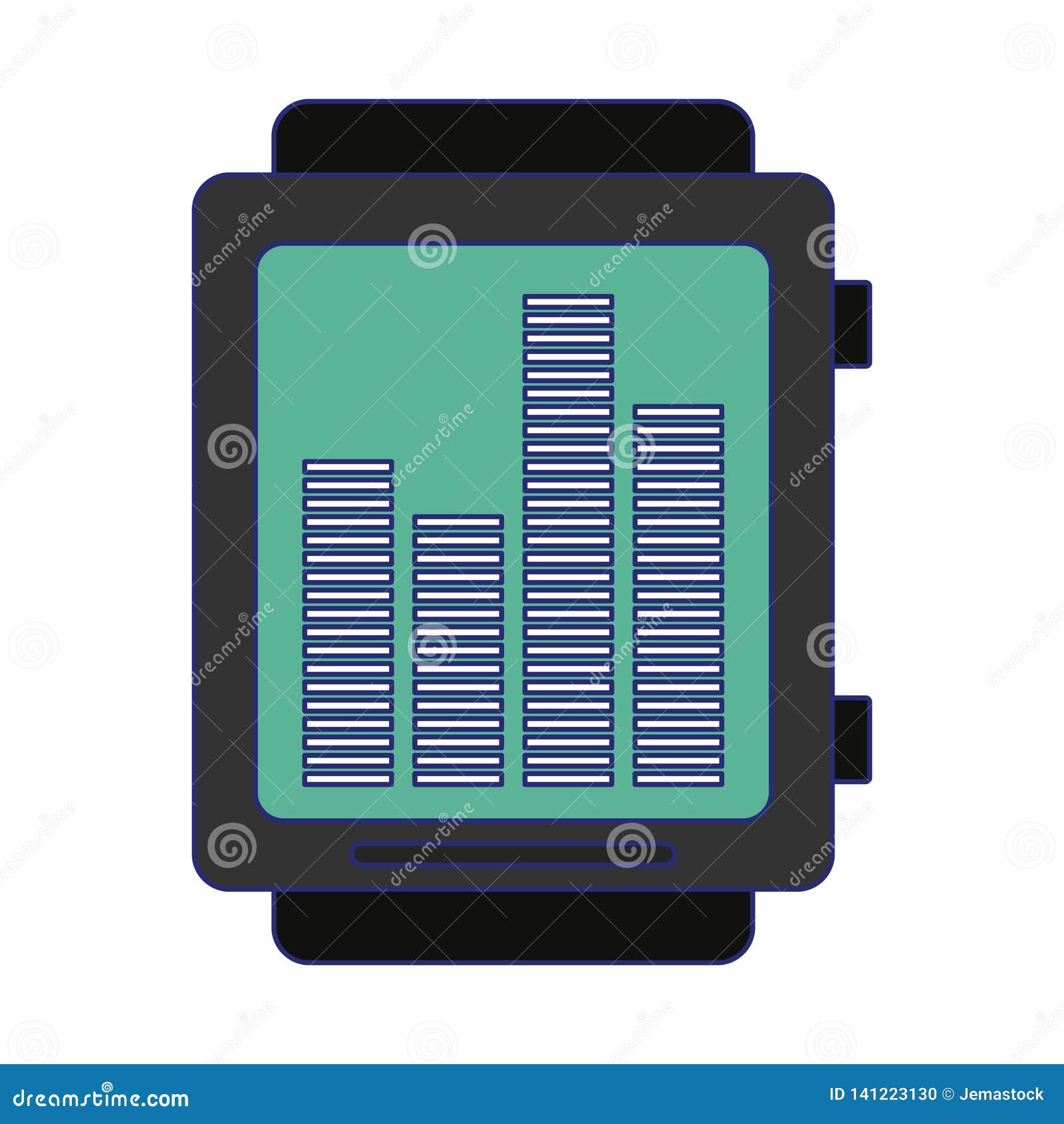 Smartwatch Music Equalizer Symbol Blue Lines Stock Vector ...