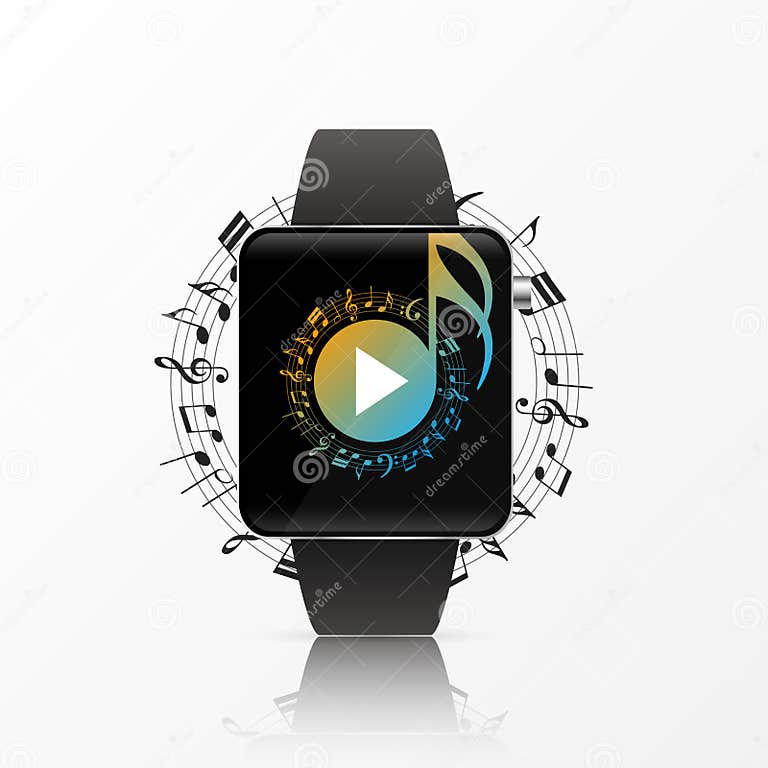 Smartwatch. Music Player App. Technology Concept Stock Vector ...
