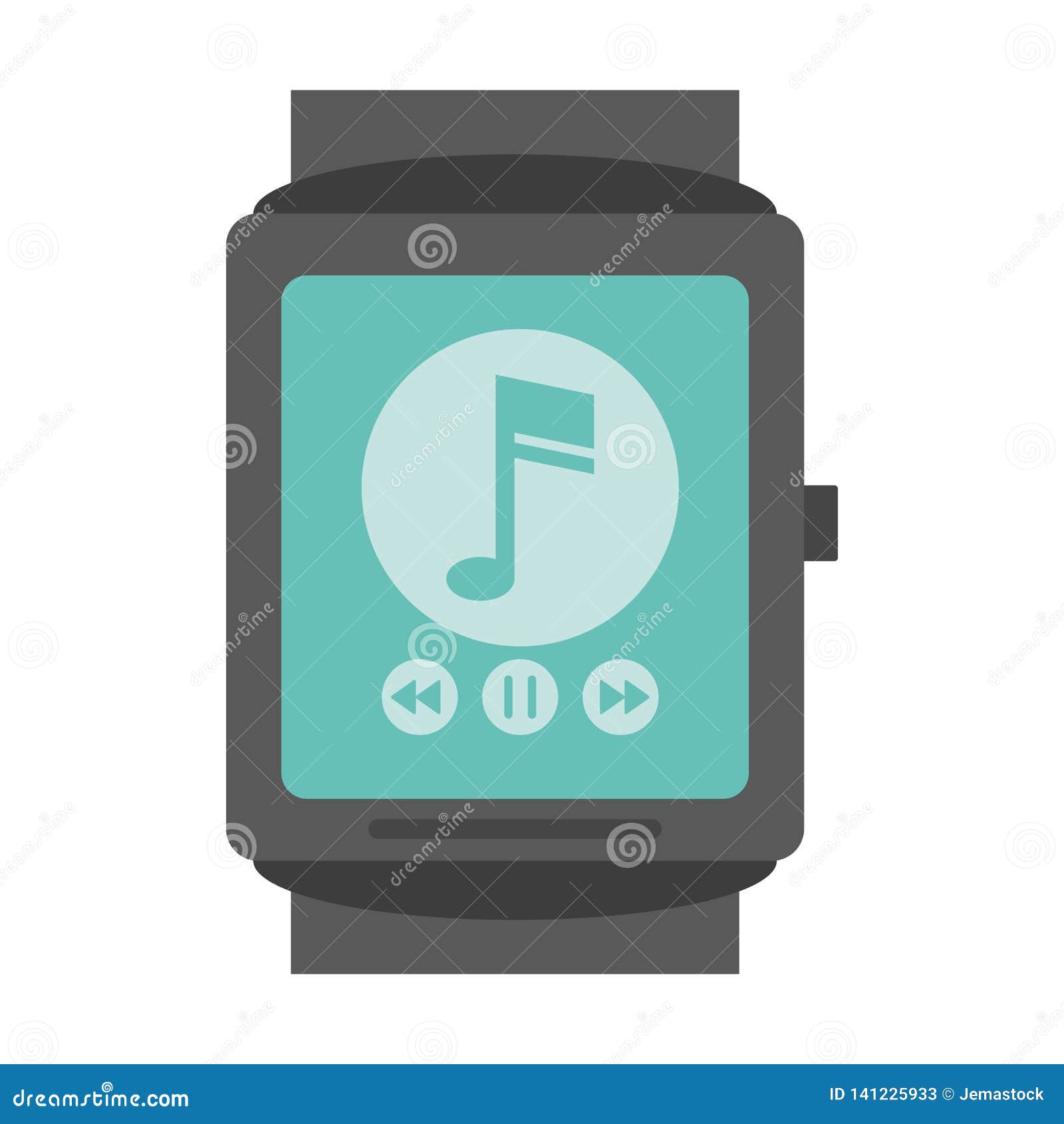 Smartwatch with Music Player App Stock Vector - Illustration of media ...