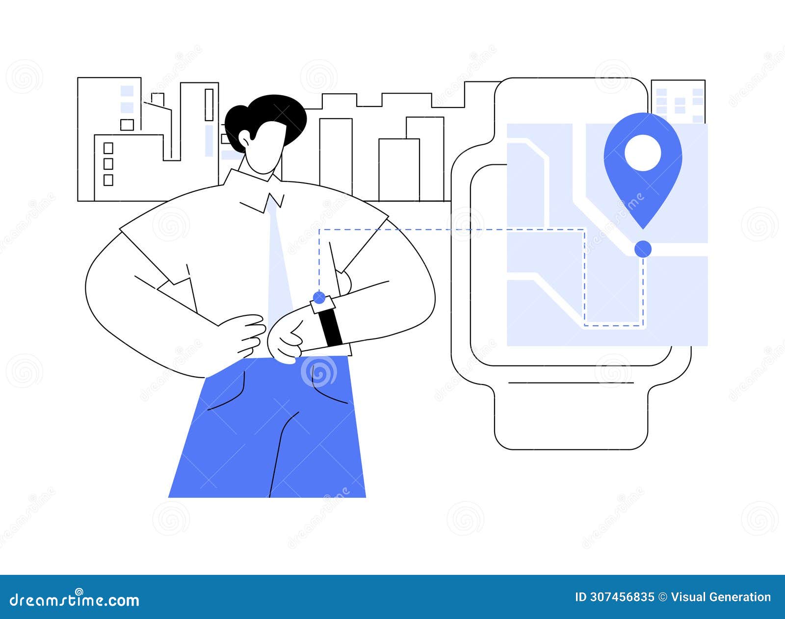 Smartwatch Navigation Isolated Cartoon Vector Illustrations. Stock ...