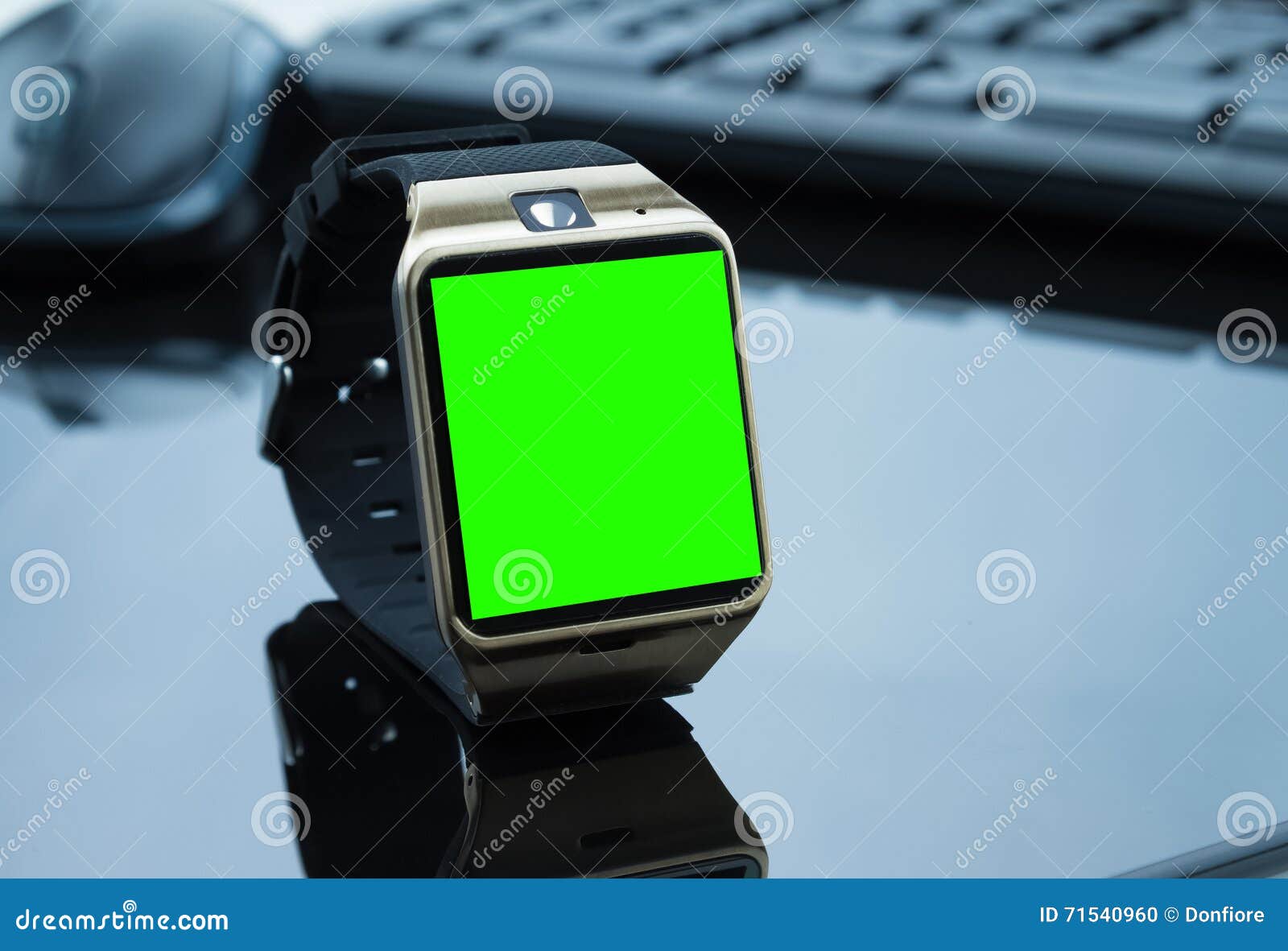 Smartwatch Near Computer Pc Keyboard and Mouse with Chroma Key Green ...