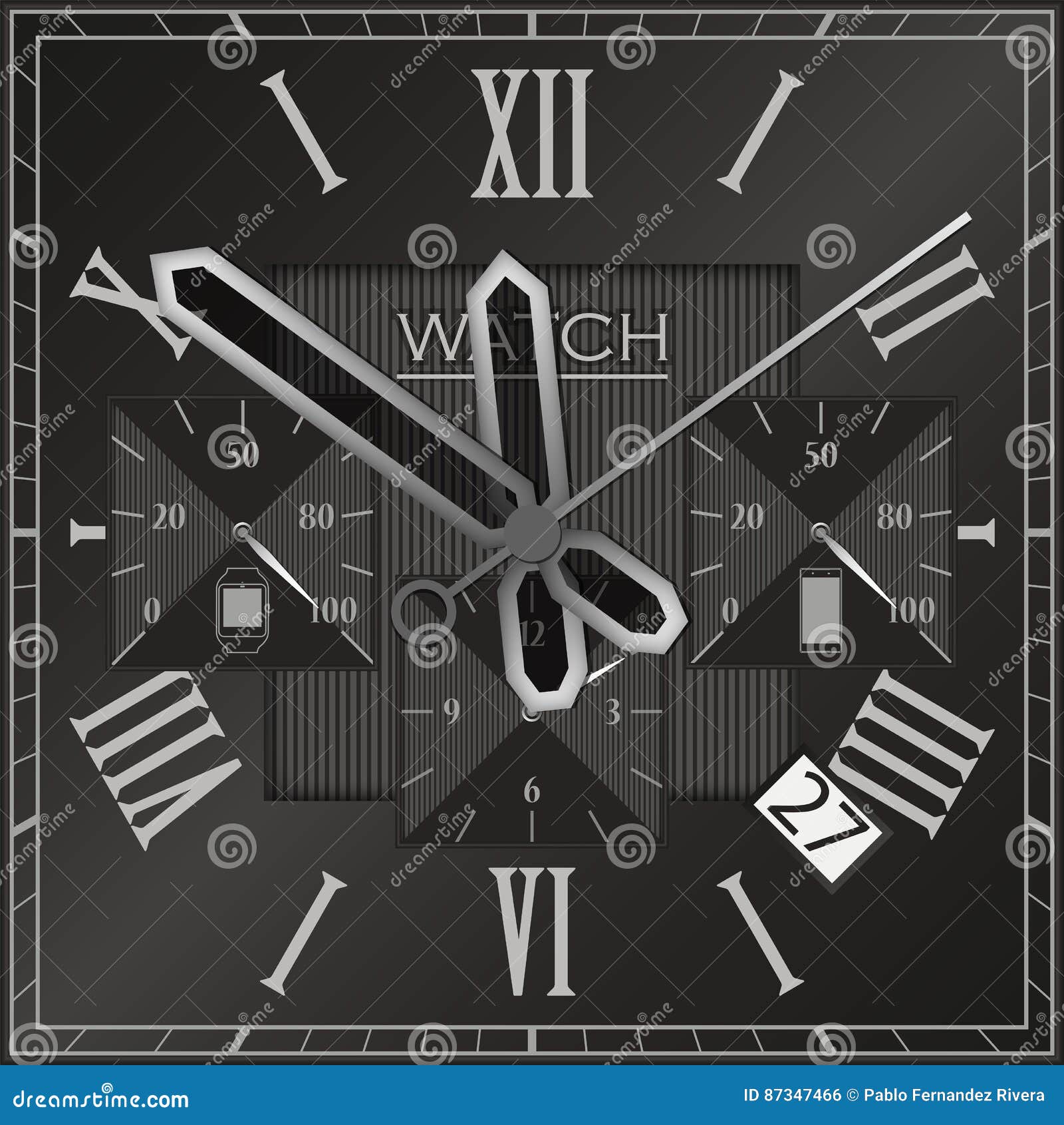 Smartwatch noir font face illustration de vecteur. Illustration du ...