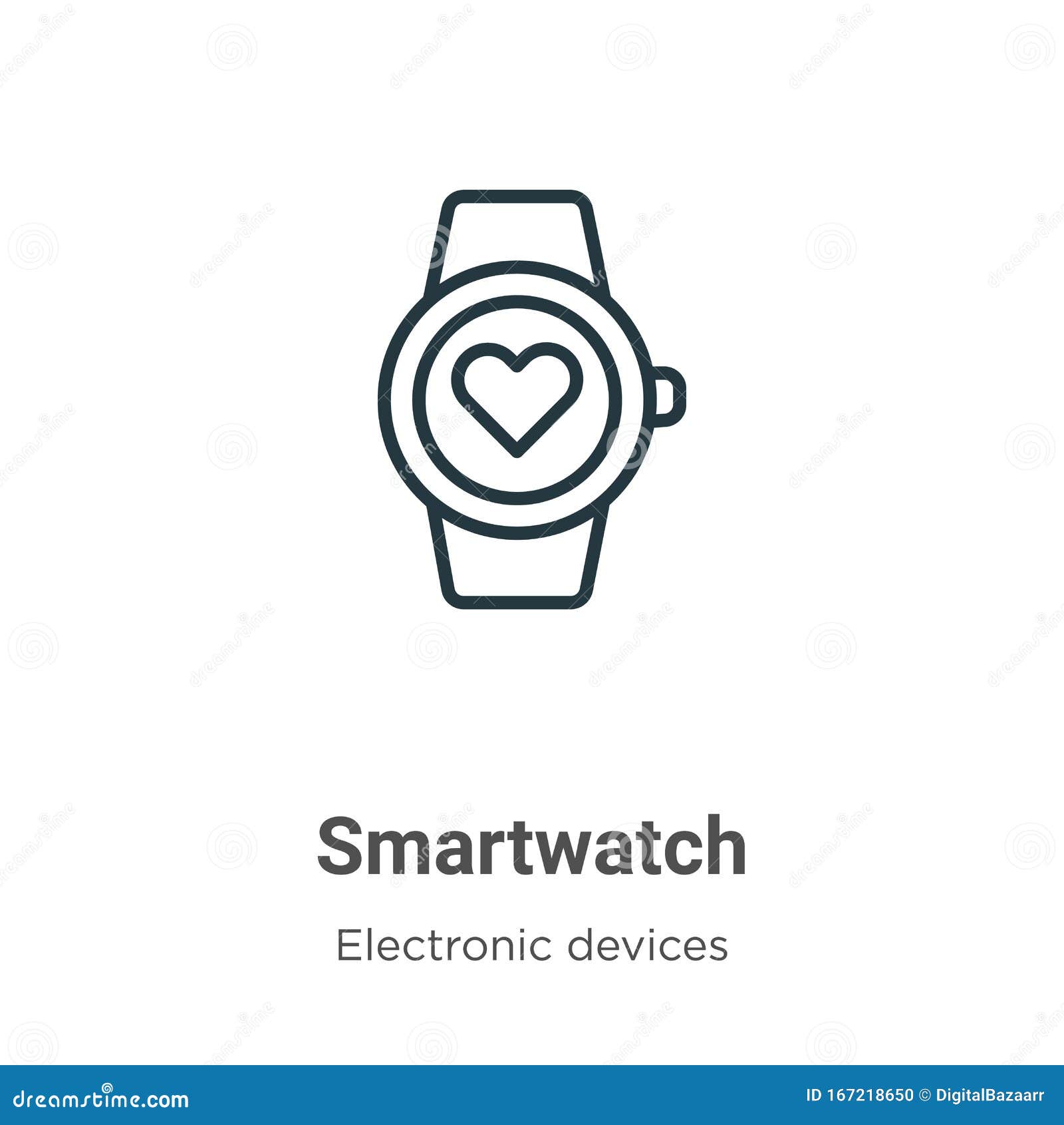 Smartwatch Outline Vector Icon. Thin Line Black Smartwatch Icon, Flat ...