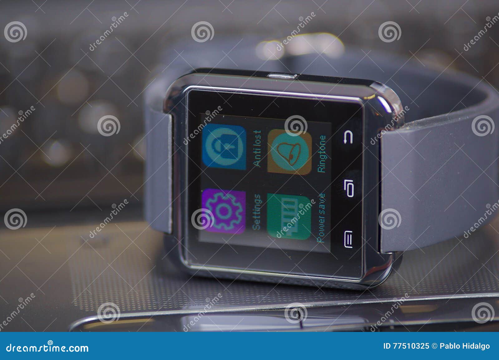 Smartwatch with Screen Lit Up Sitting on Top of Computer Keyboard, Very ...