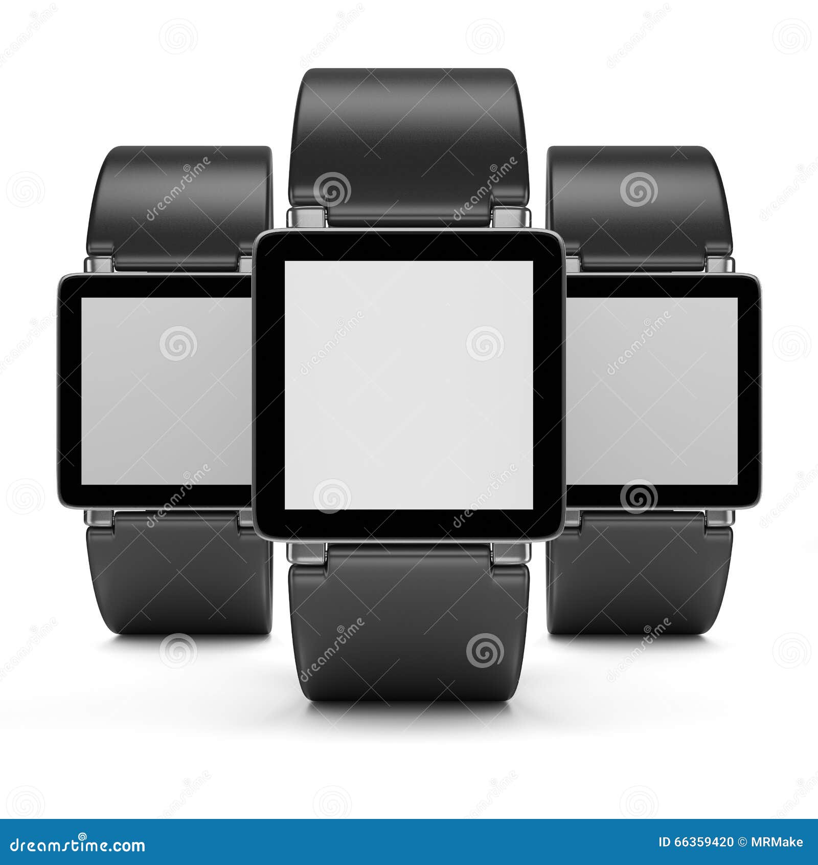 Smartwatch Set with Blank Display, Front View Stock Illustration ...