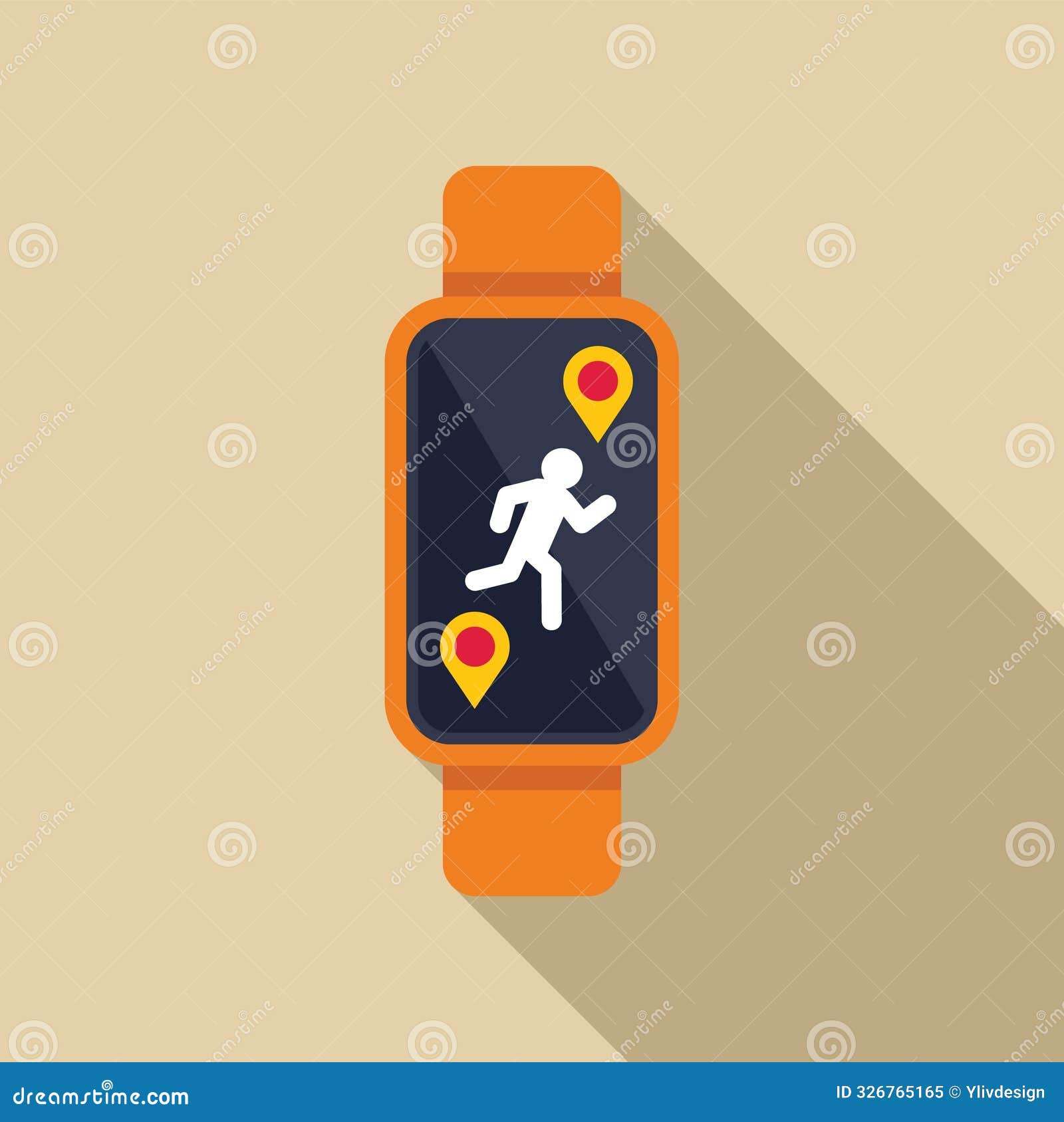 Smartwatch Showing Running Man and Gps Location Tracking Stock Vector ...