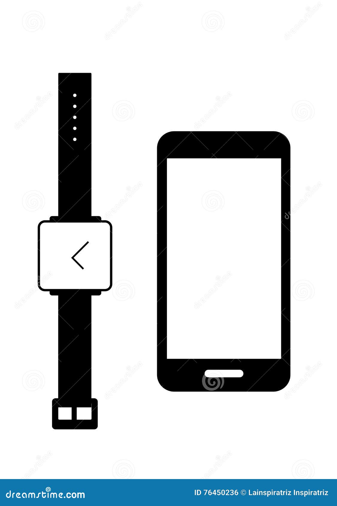 Smartwatch and smartphone stock illustration. Illustration of ...