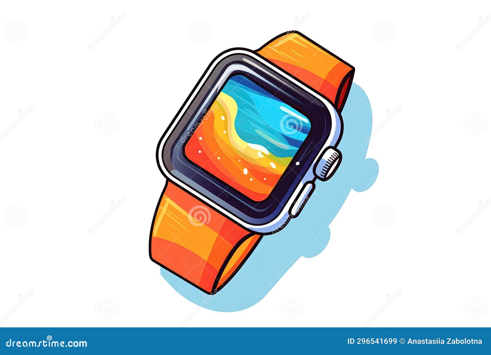 Smartwatch Sticker on Isolated White Background Stock Illustration ...