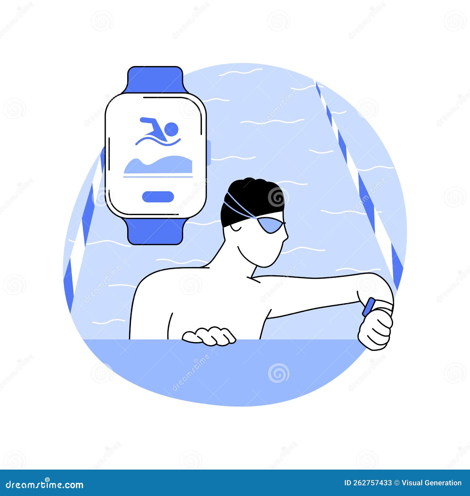 Smartwatch Swim Tracking Isolated Cartoon Vector Illustrations. Stock ...