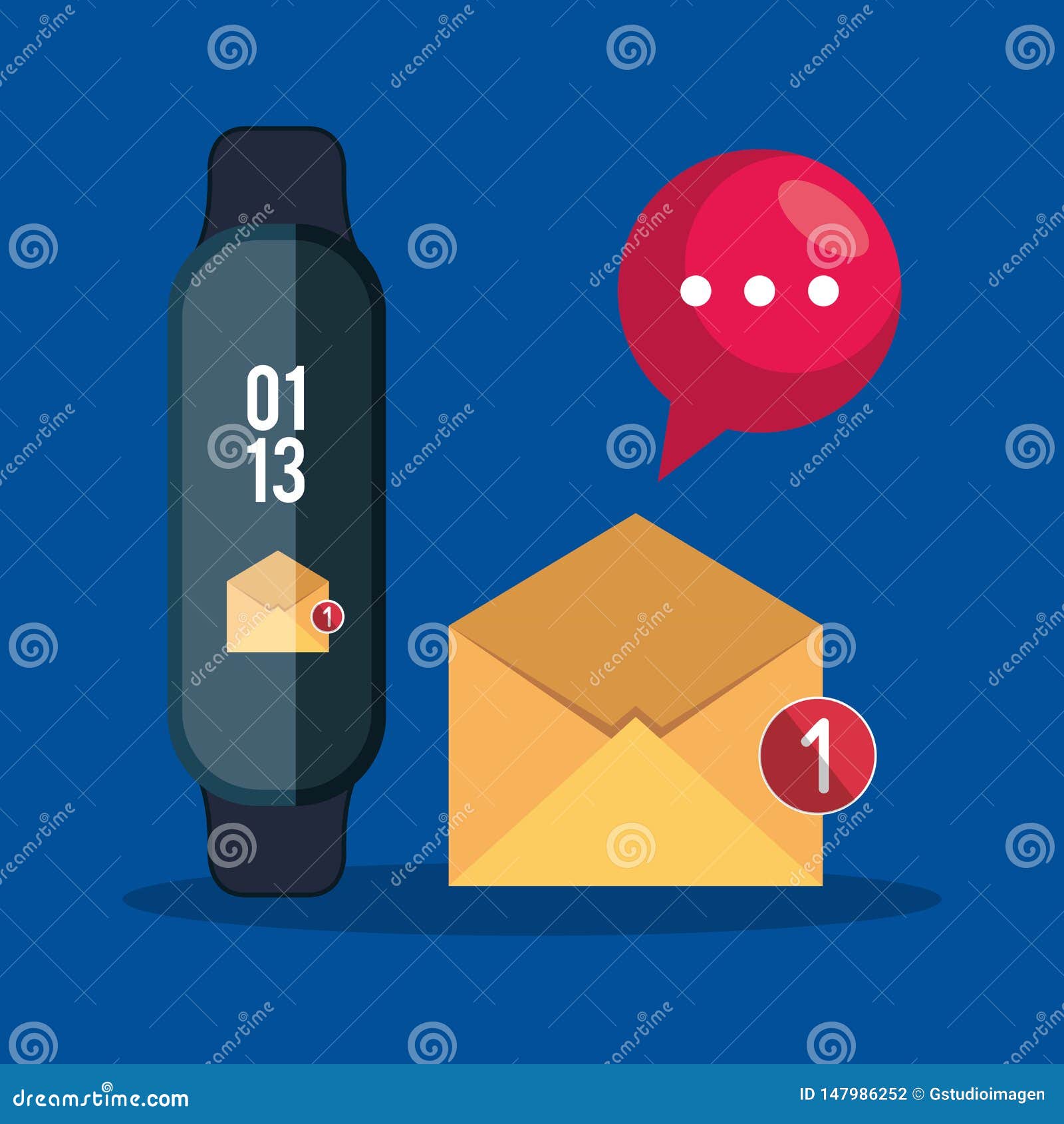 Smartwatch Technology with Letter and Chat Bubble App Stock ...