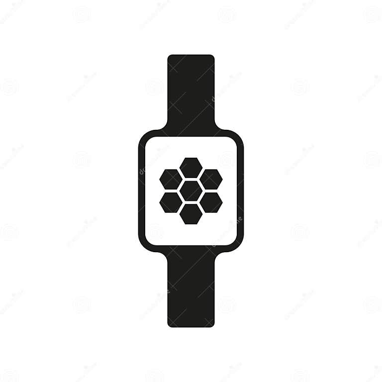 Smartwatch Vector Icon. Hexagonal Pattern Detail. Black Simple Design ...