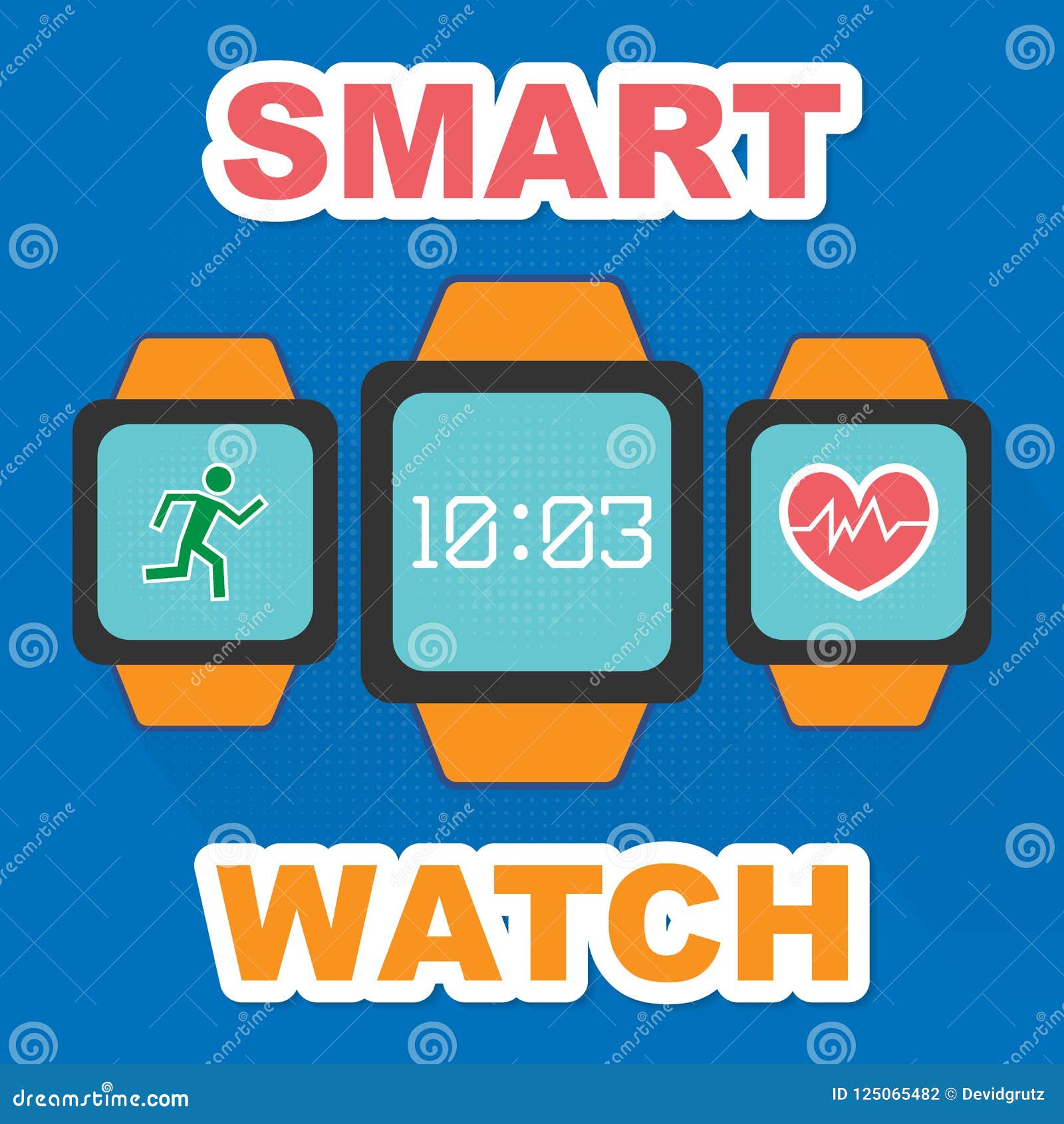 Smartwatch Wearable with Apps Flat Icon Stock Vector - Illustration of ...