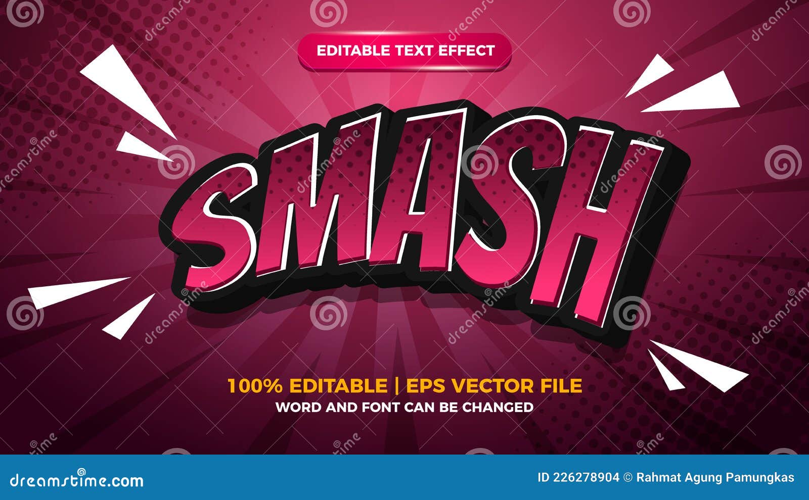 Smash Comic Lettering Vector Cartoon Illustration In Retro Pop Art ...