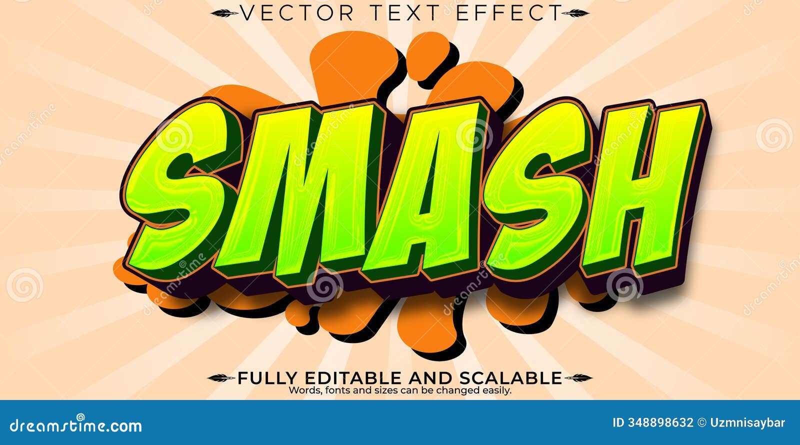 Smash Comic Text Effect, Editable Pop Art and Humor Text Style Stock ...
