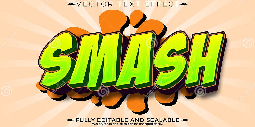 Smash Comic Text Effect, Editable Pop Art and Humor Text Style Stock Vector - Illustration of ...
