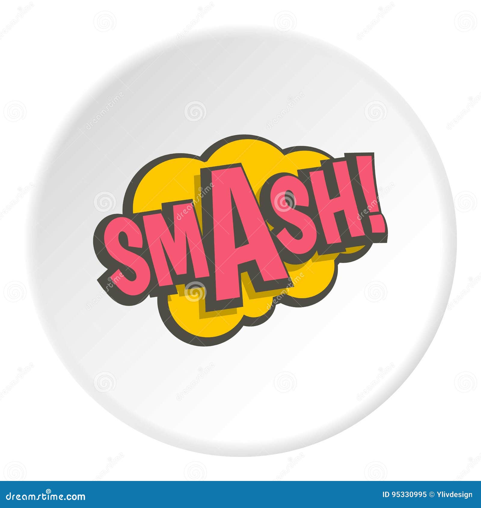 Smash, Comic Text Sound Effect Icon Circle Stock Vector - Illustration ...