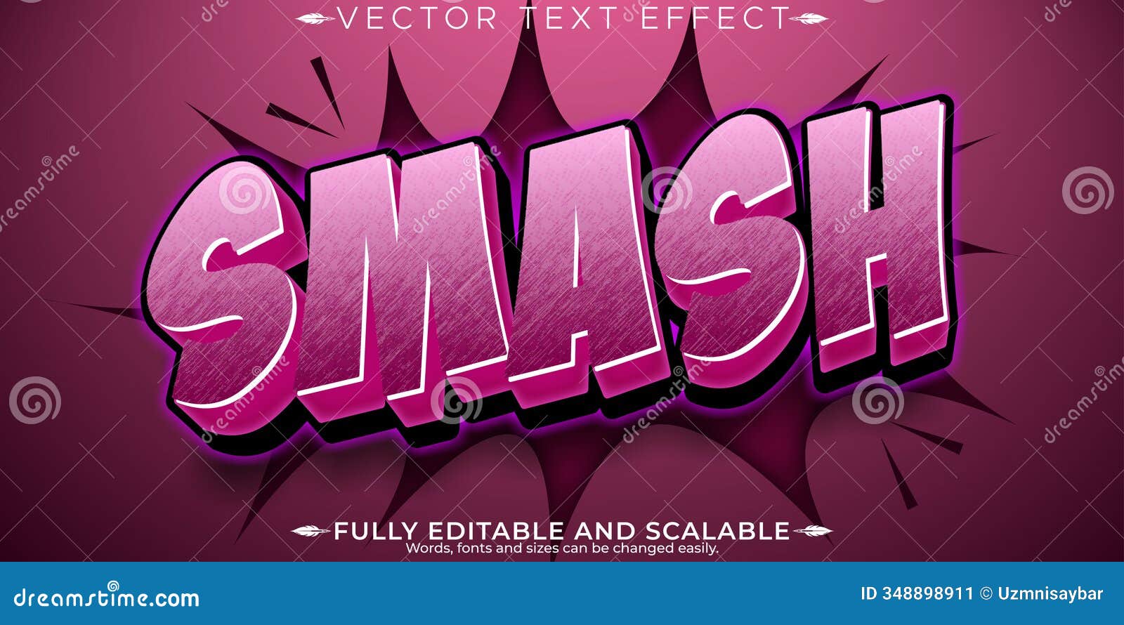 Smash Text Effect, Editable Abstract and Pop Art Text Style Stock ...