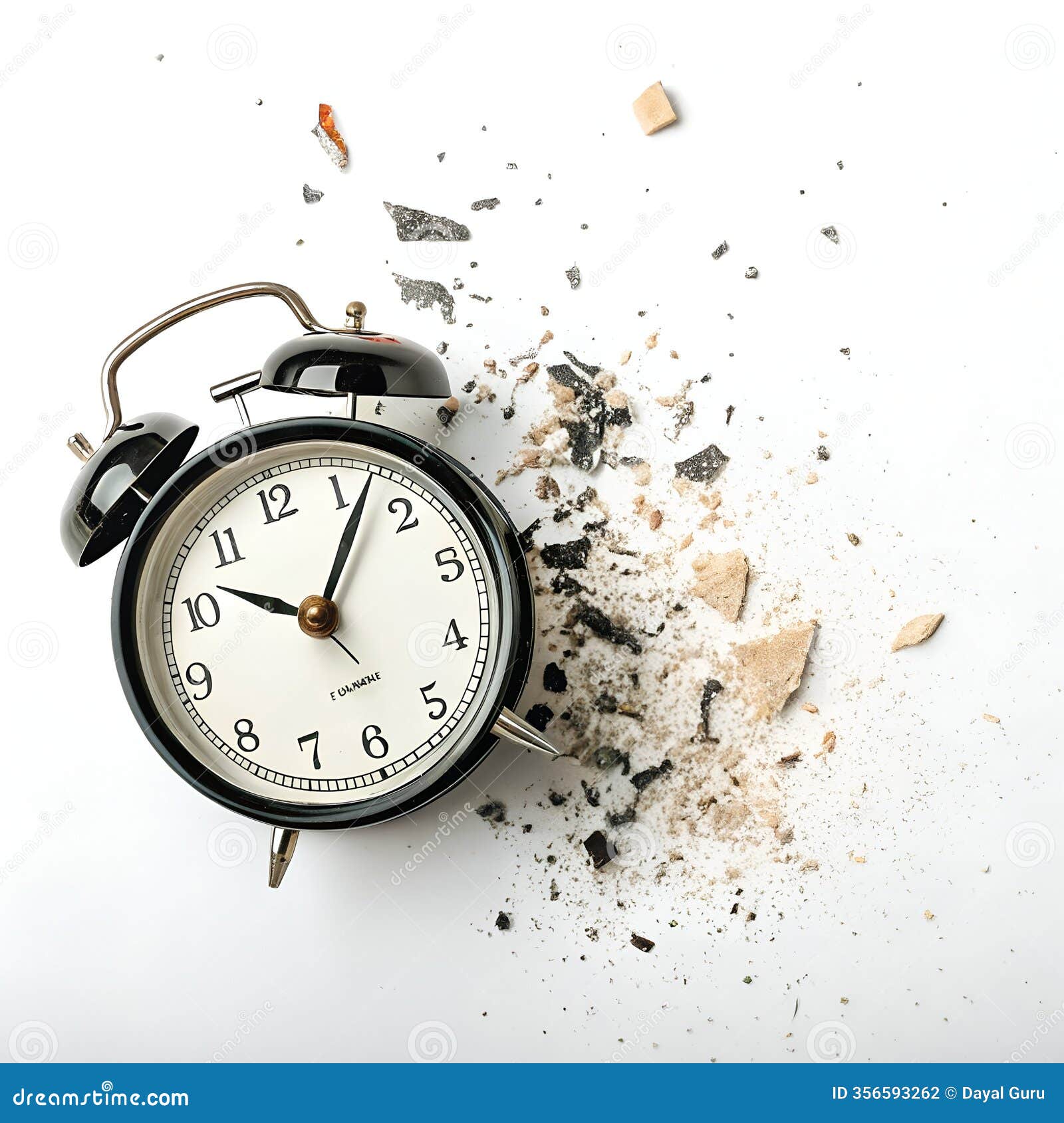 Smashed Alarm Clock stock illustration. Illustration of white - 356593262