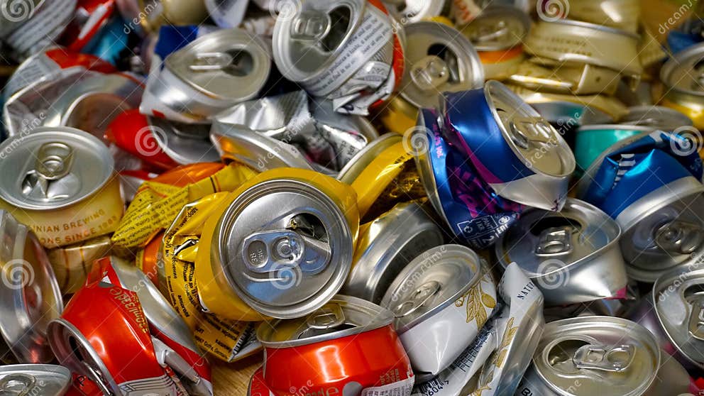 Smashed Aluminum Beer Cans Pattern Stock Photo - Image of flat, crush ...