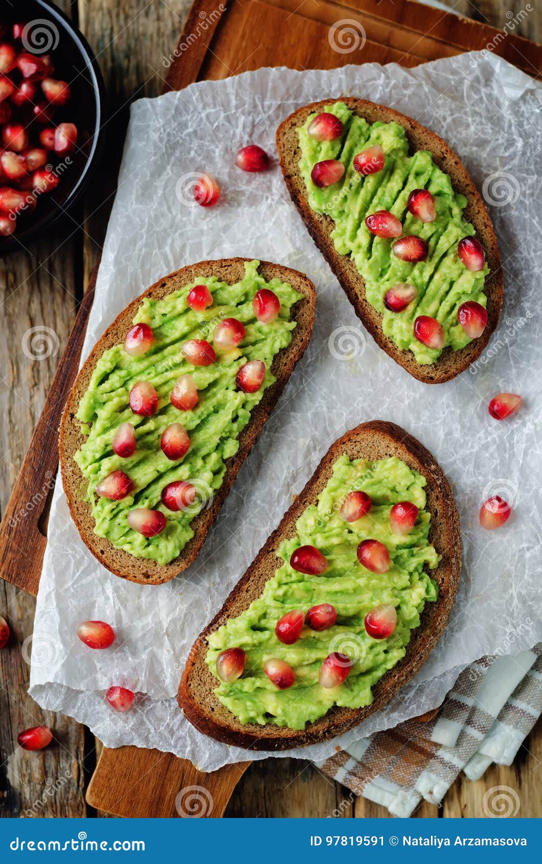 Smashed Avocado Pomegranate Rye Sandwiches Stock Image - Image of meal ...