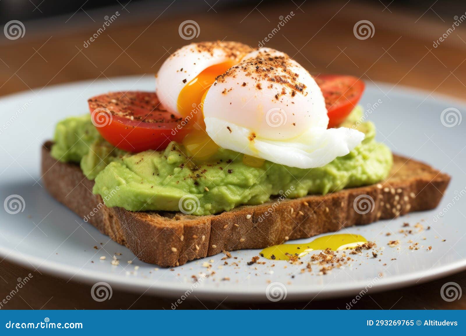 Smashed Avocado on Toast with Poached Egg Stock Image - Image of ...