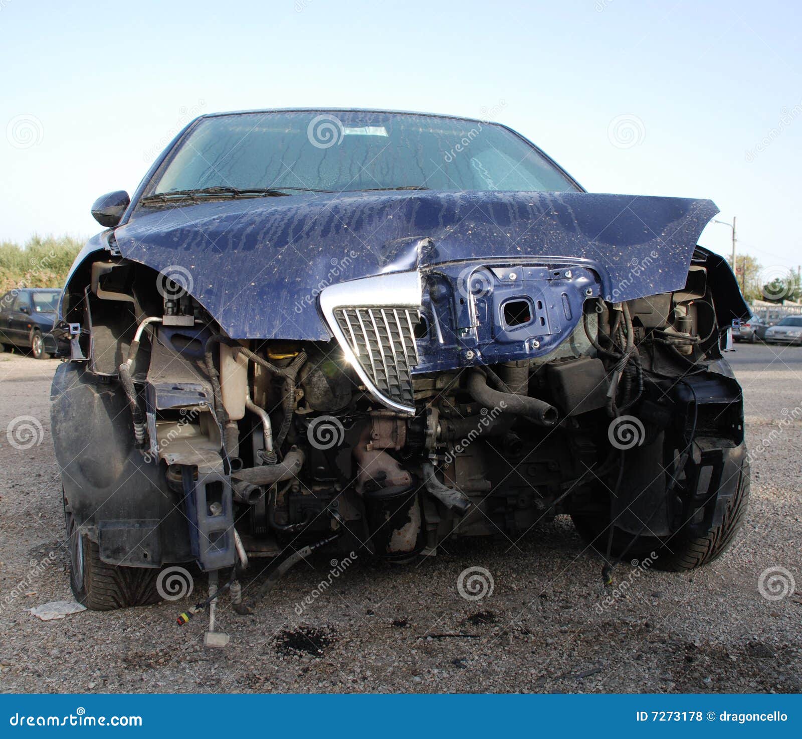 Smashed Bonnet Blue Car Stock Photos - Free & Royalty-Free Stock Photos ...
