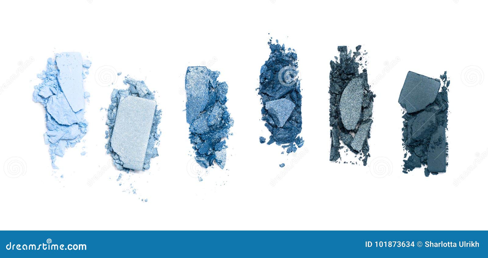 A Smashed, Blue Toned Eyeshadow Make Up Palette Isolated on a White ...