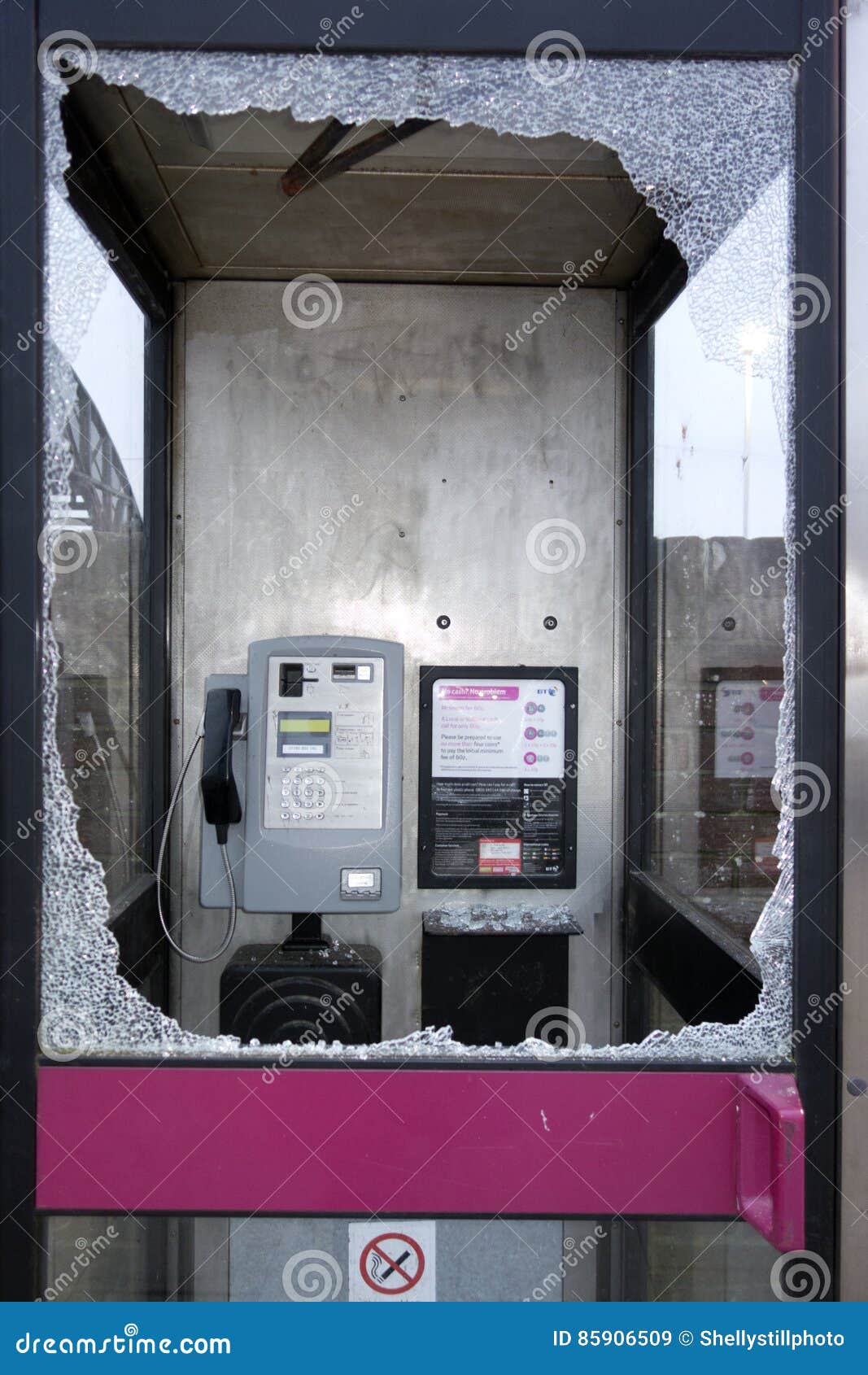 Smashed Broken Phone Box in Wokingham Editorial Stock Image - Image of ...