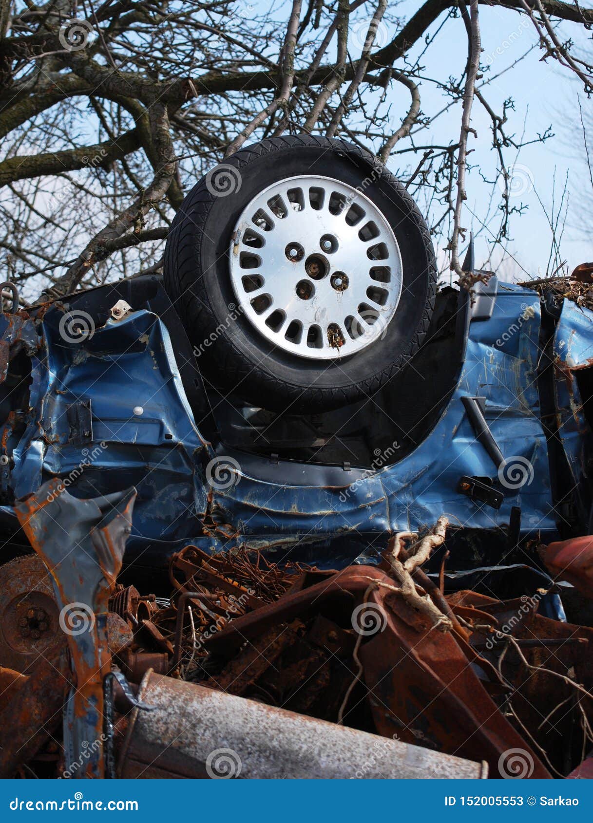Smashed car stock image. Image of rusty, detail, smashed - 152005553